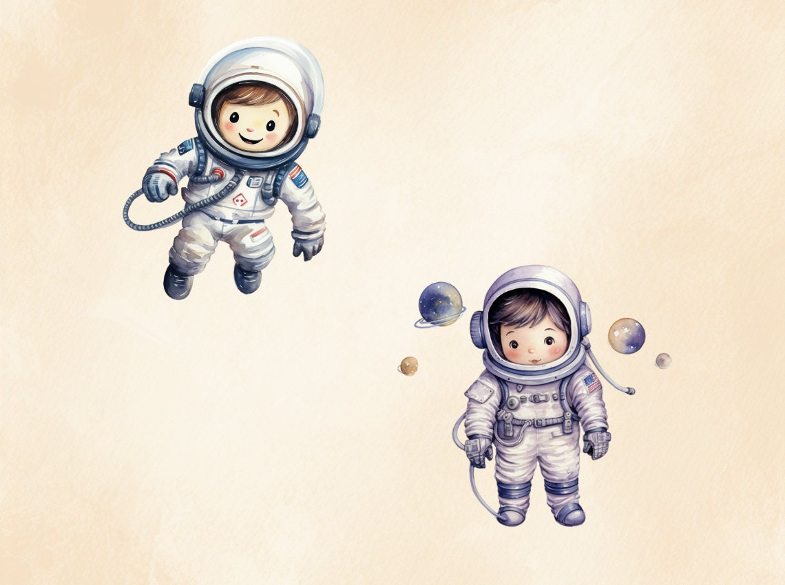 20 PNG Watercolor Astronaut Clipart, Space Clipart, Cute Astronaut ...