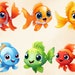 12 PNG Watercolor Cute Fish Clipart, Ocean Clipart, Sea Clipart, Baby ...