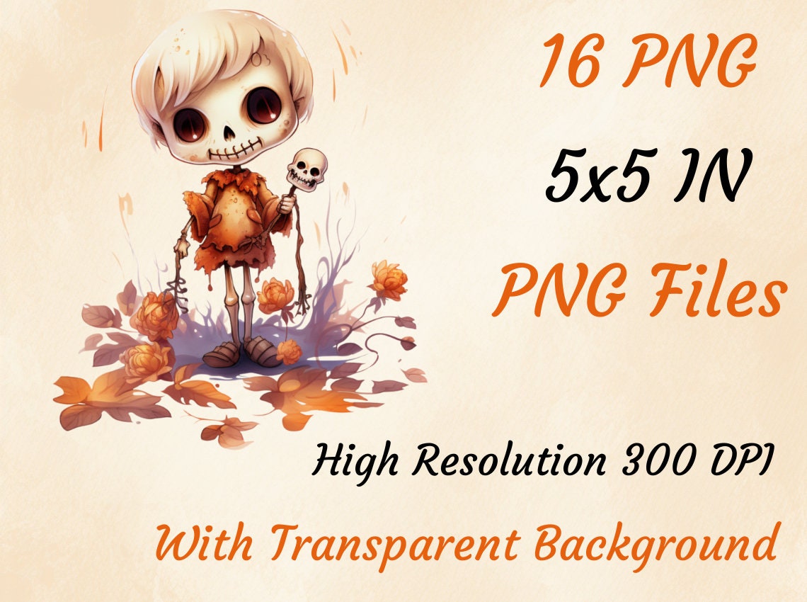 16 PNG Watercolor Cute Skeleton Clipart Cute Halloween - Etsy