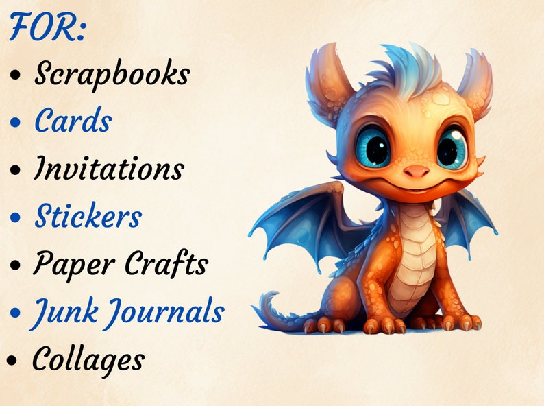 12 PNG Watercolor Baby Dragon Clipart, Cute Dragons, Dragon PNG, Baby ...