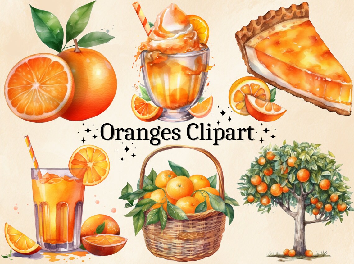 24 PNG Watercolor Oranges Clipart, Summer Oranges Clip Art, Citrus ...