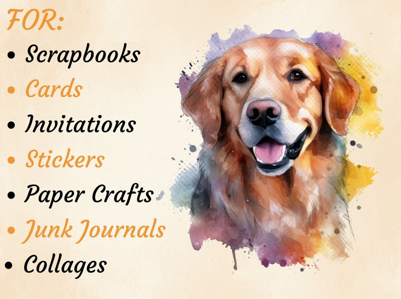 21 PNG Watercolor Golden Retriever Clipart, Dog Clipart, Golden ...