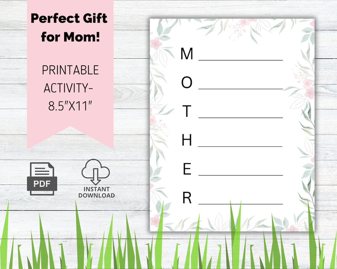 Acrostic Poem for Mom, Mother's Day Activity, Printable Activity Mom ...