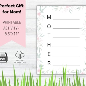 Acrostic Poem for Mom, Mother's Day Activity, Printable Activity Mom ...