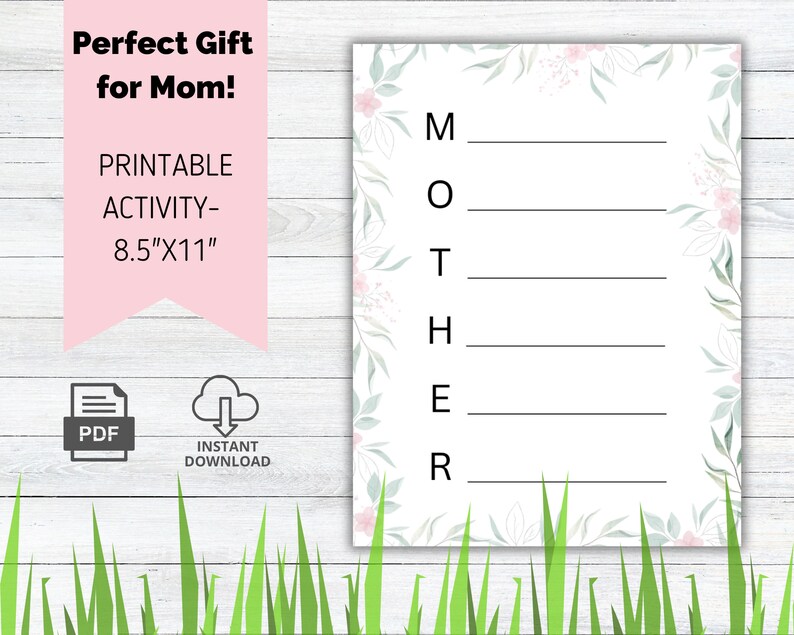 Acrostic Poem for Mom, Mother's Day Activity, Printable Activity Mom ...