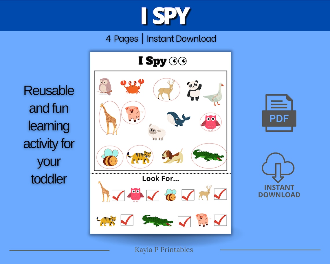 I Spy Simple, Busy Book Printable, Printable I Spy, Preschool Activity ...