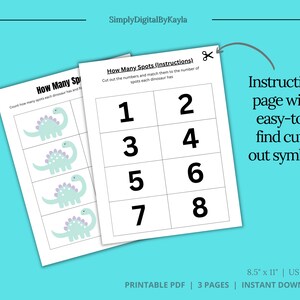 Numbers & Counting Dinosaurs, Busy Book Printable, Homeschool Worksheet ...