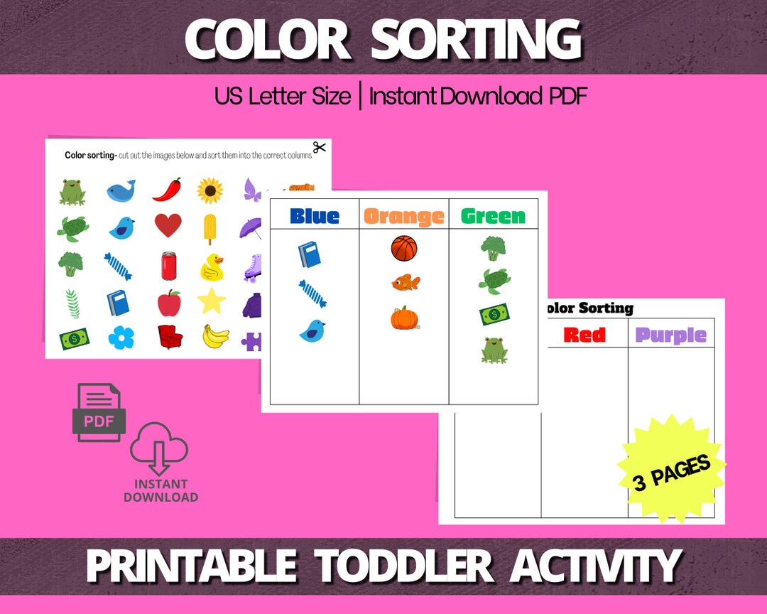 Color Sorting, Toddler Busy Book, Homeschool Worksheet, Preschool ...