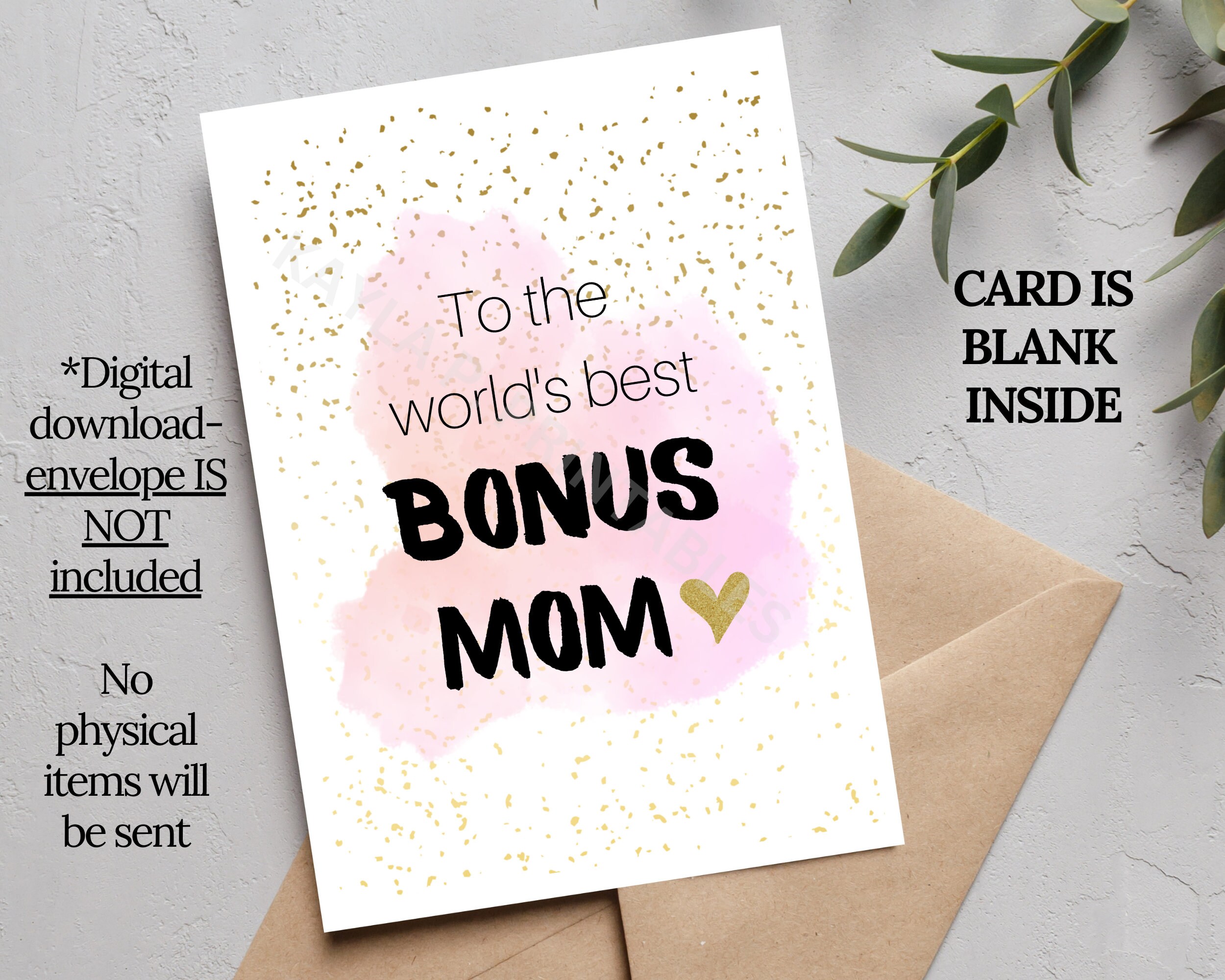 Bonus Mom Card Mothers Day Card For Stepmom Birthday Card Stepmom