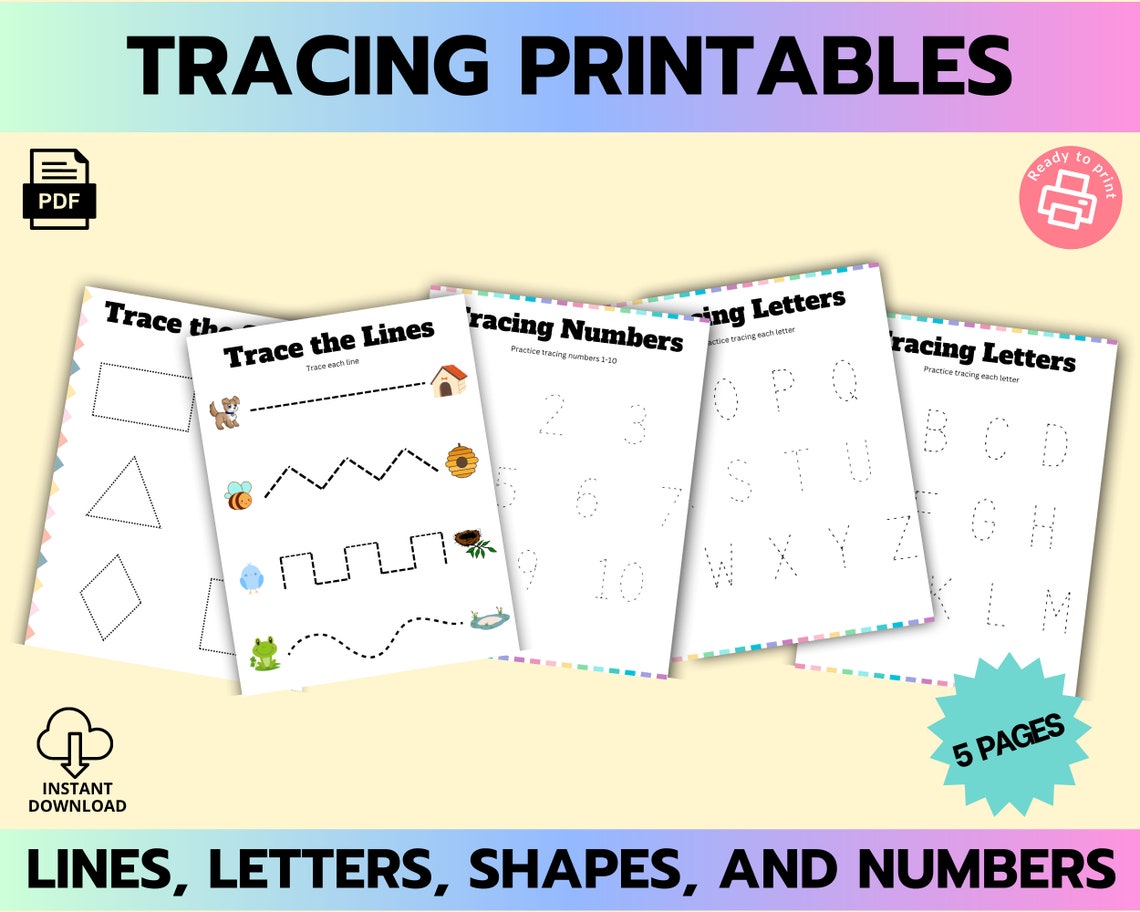 Tracing Printables, Tracing Lines, Tracing Letters, Tracing Numbers ...