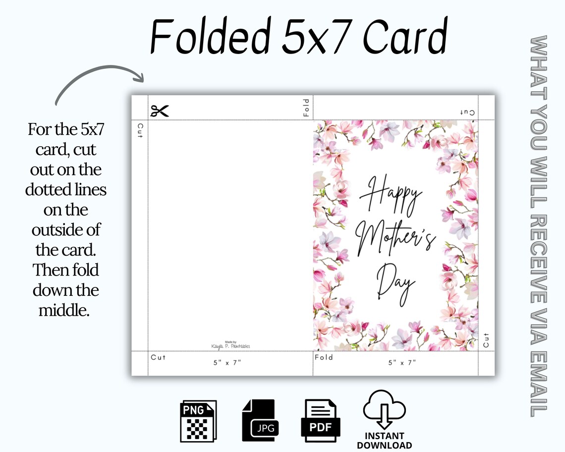 Printable Mother’s Day Card, Floral Mother’s Day Card, Instant Download ...