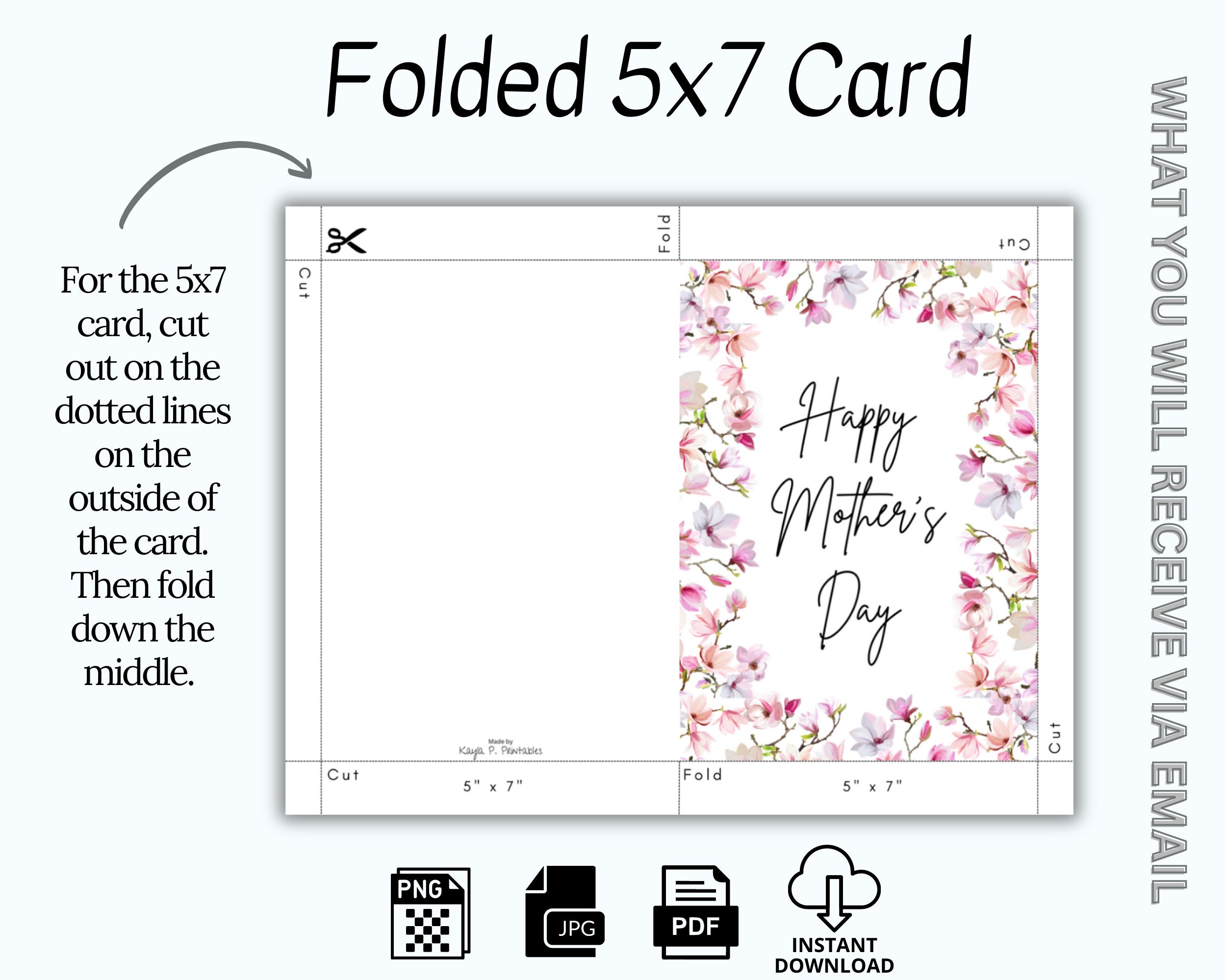 Printable Mother’s Day Card, Floral Mother’s Day Card, Instant Download ...