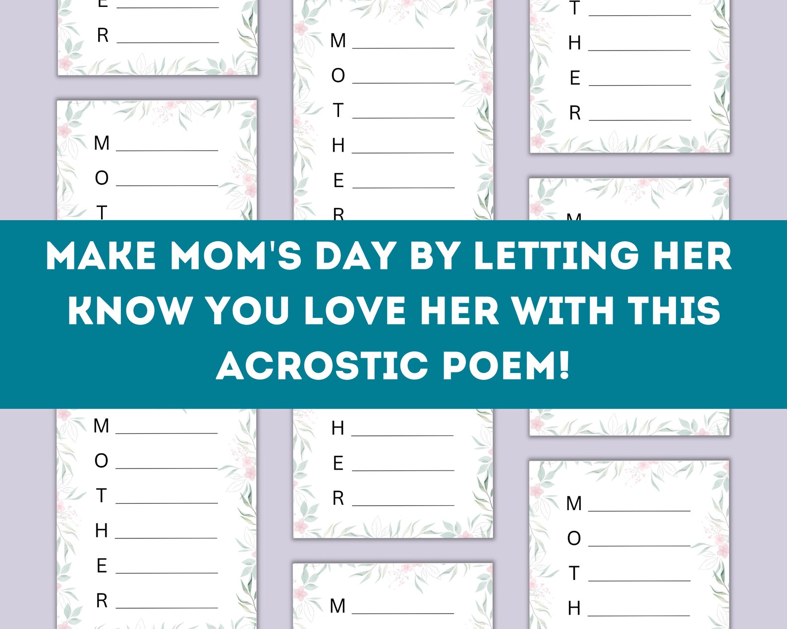 Acrostic Poem for Mom, Mother's Day Activity, Printable Activity Mom ...