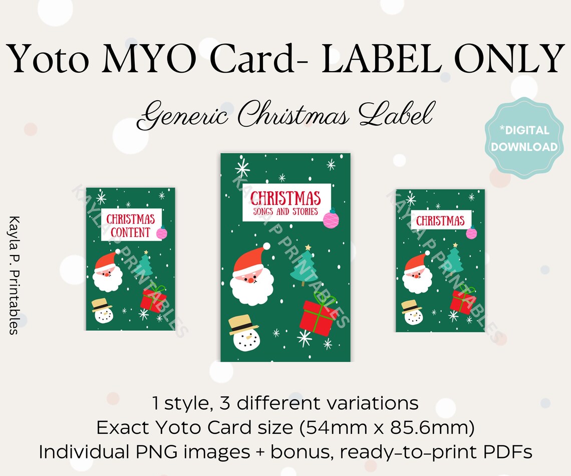 Yoto MYO Card Label Printable, Make Your Own Card Yoto Labels, Ready to ...