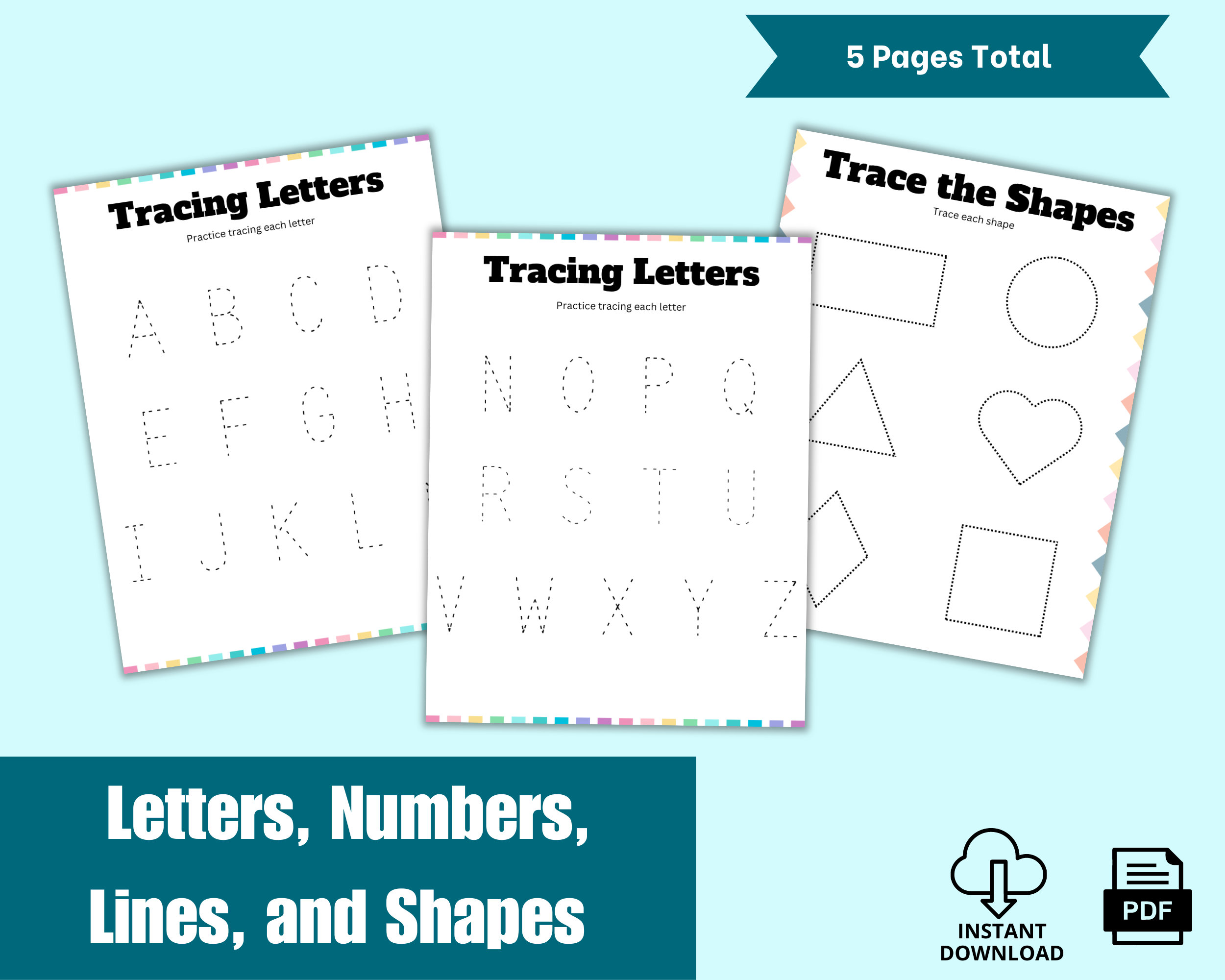 Tracing Printables, Tracing Lines, Tracing Letters, Tracing Numbers ...