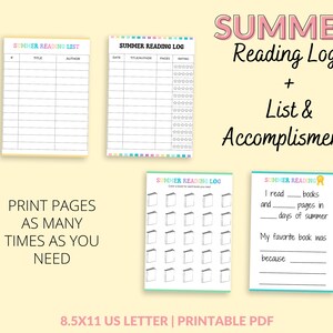 Printable Summer Reading Log for Kids, Colorful Book Log, Rainbow ...