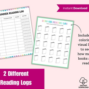 Printable Summer Reading Log for Kids, Colorful Book Log, Rainbow ...
