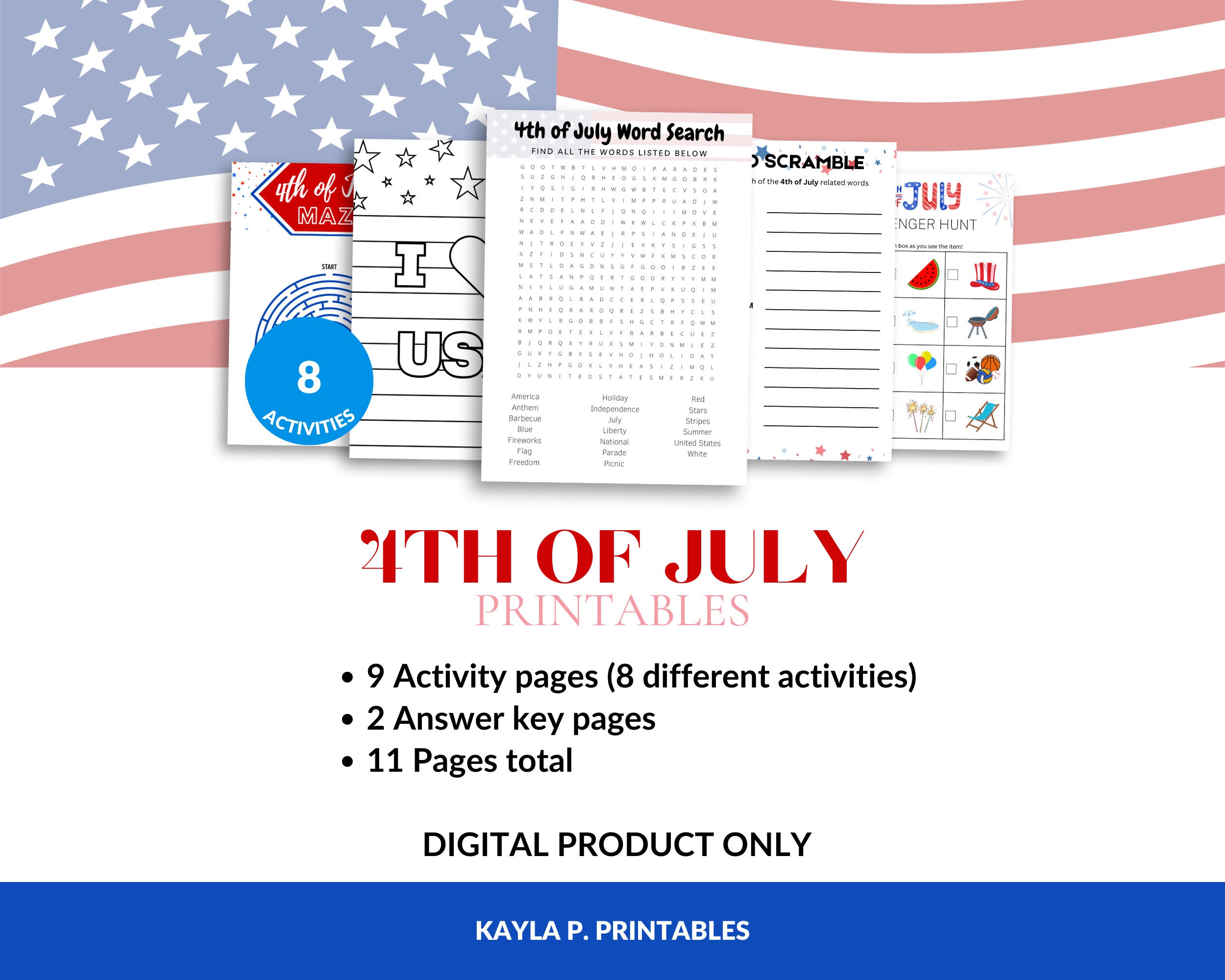 Printable 4th of July Activities, Independence Day Printables, 4th of ...