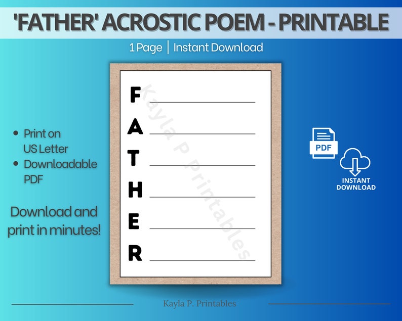 Acrostic Poem for Dad, Father's Day Poem, Personalized Gift Dad ...