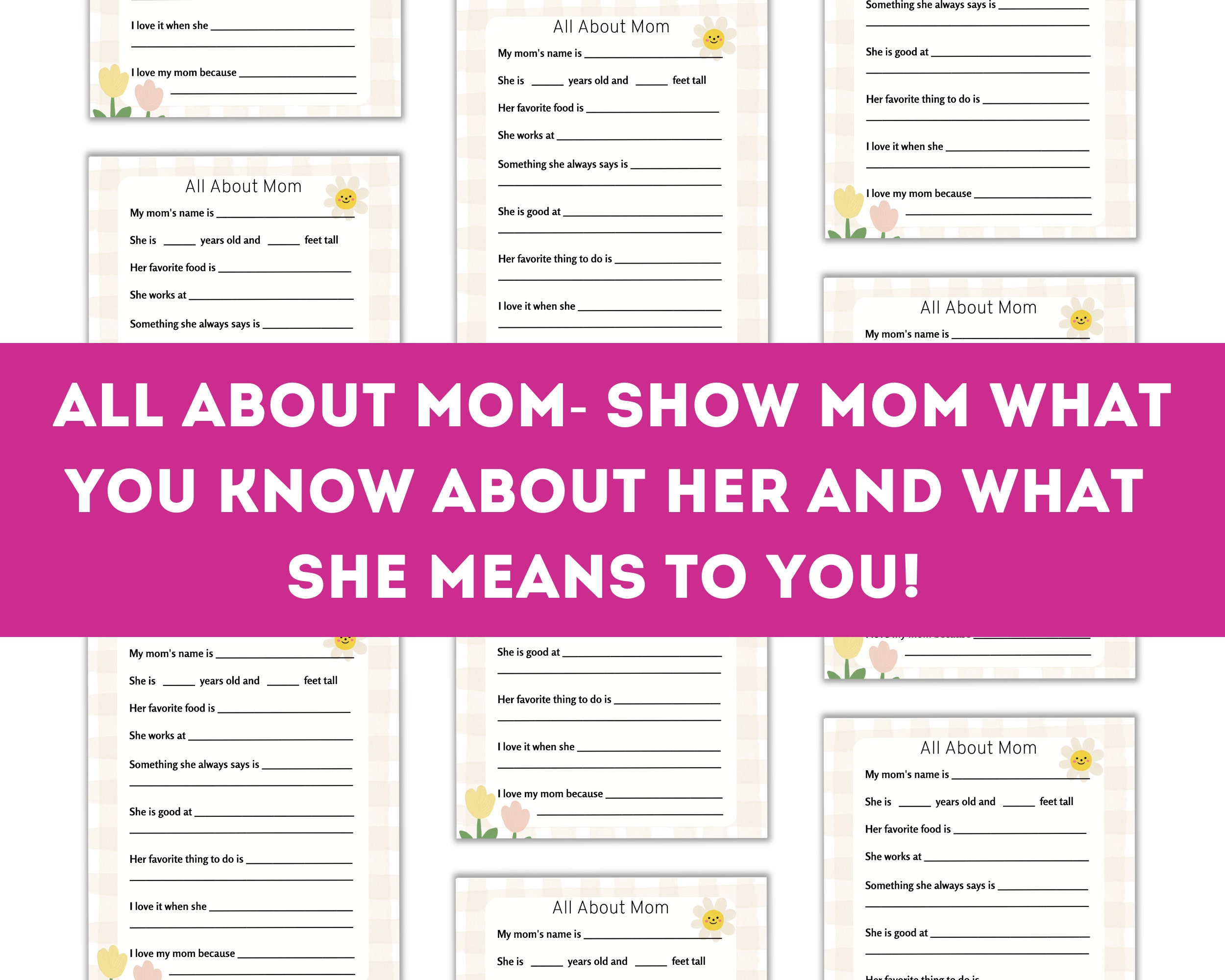All About Mom, Mothers Day Printable, Printable Activity, Mothers Day ...