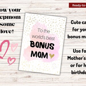 Bonus Mom Card, Mother's Day Card for Stepmom, Birthday Card Stepmom ...