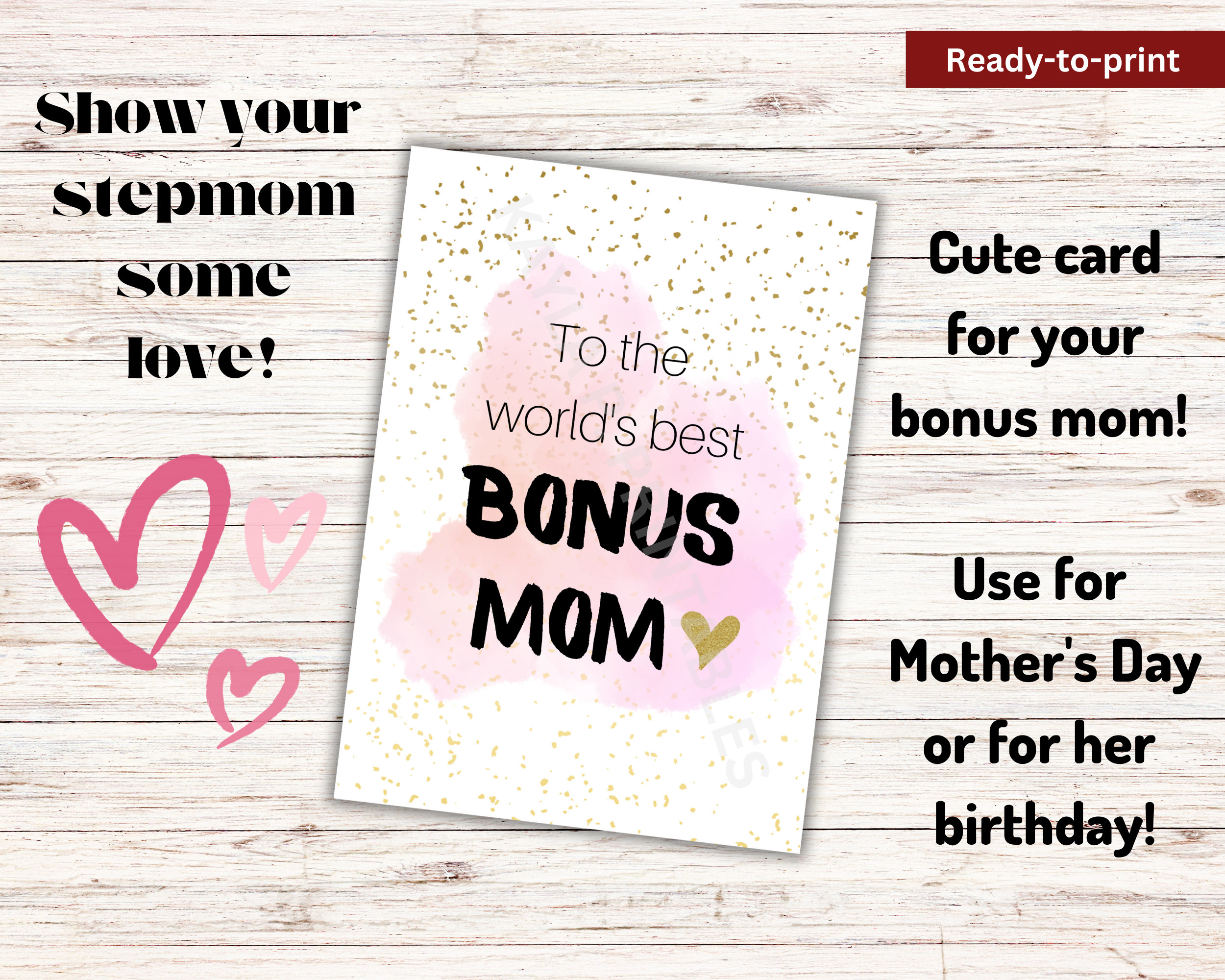 Bonus Mom Card Mothers Day Card For Stepmom Birthday Card Stepmom