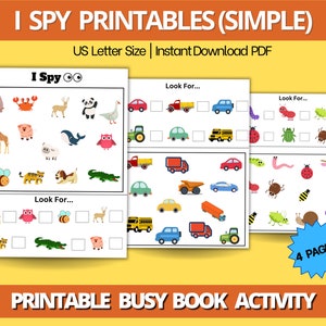 I Spy Simple, Busy Book Printable, Printable I Spy, Preschool Activity ...