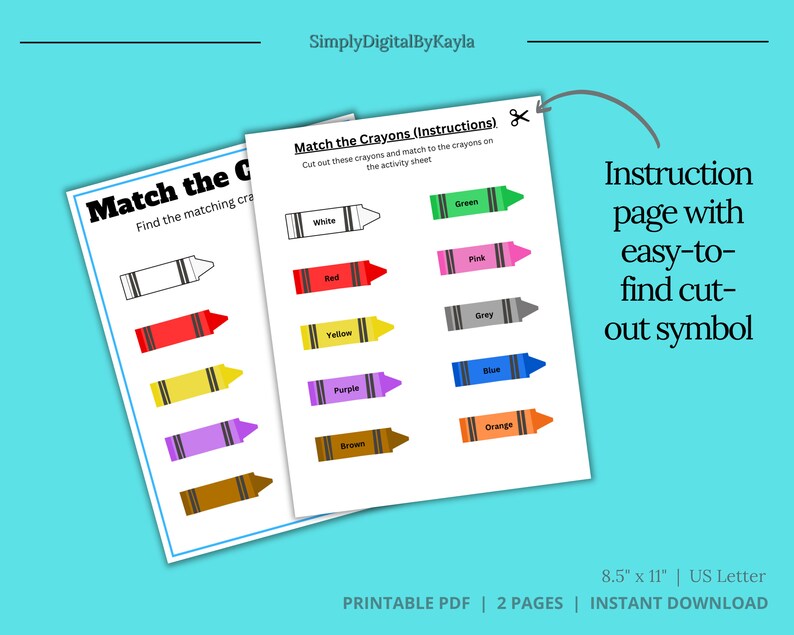 Color Matching Game, Crayon Colors, Busy Book Printable, Homeschool ...