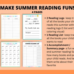 Printable Summer Reading Log for Kids, Colorful Book Log, Rainbow ...