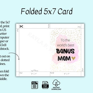 Bonus Mom Card, Mother's Day Card for Stepmom, Birthday Card Stepmom ...
