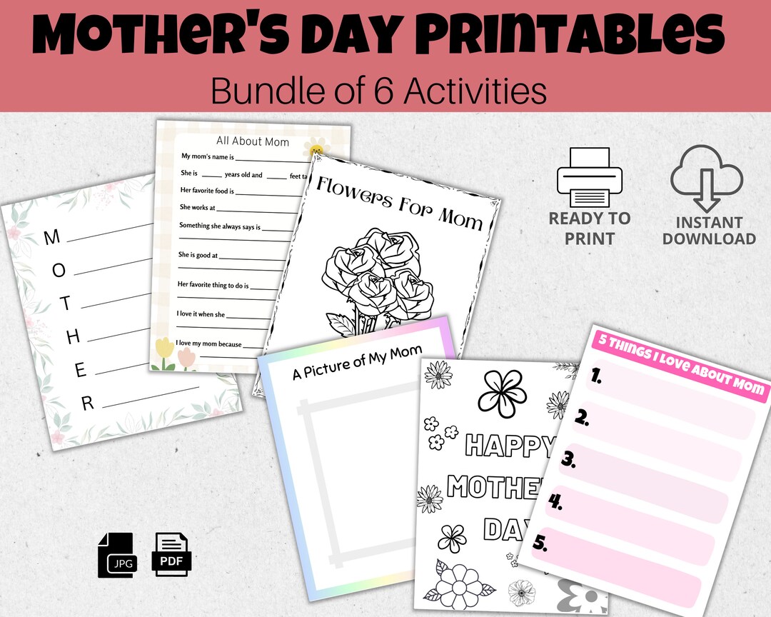 Mother's Day Printable Gift, Mother's Day Activity, Mothers Day Gift ...