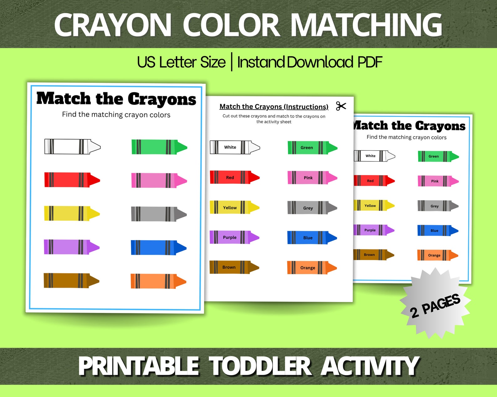 Color Matching Game, Crayon Colors, Busy Book Printable, Homeschool ...
