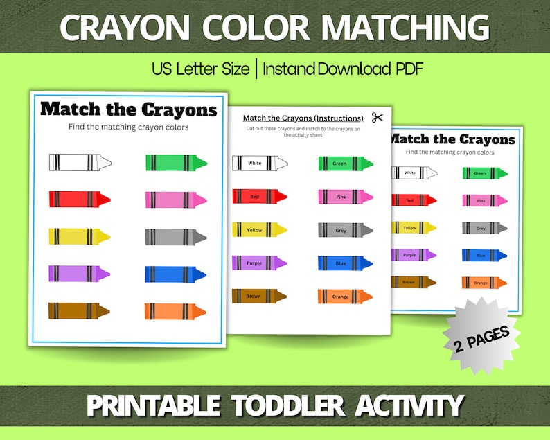Color Matching Game, Crayon Colors, Busy Book Printable, Homeschool ...