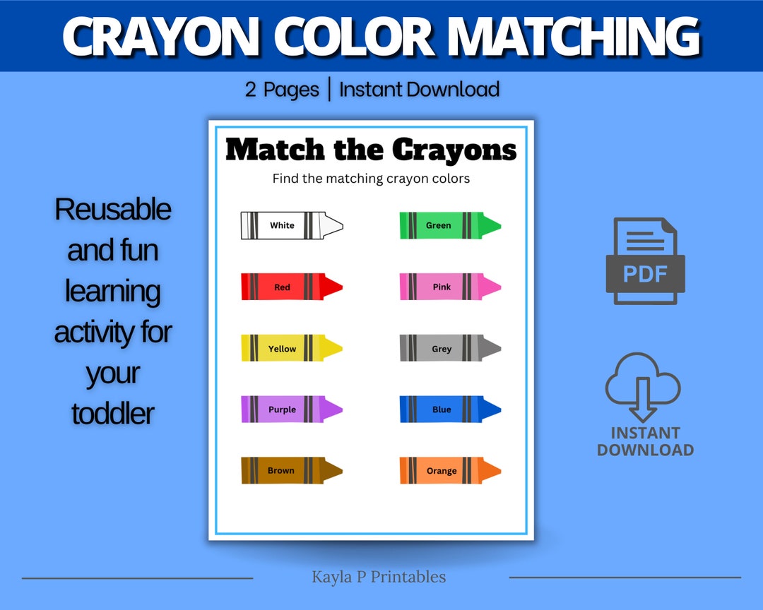 Color Matching Game, Crayon Colors, Busy Book Printable, Homeschool ...