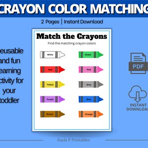 Color Matching Game, Crayon Colors, Busy Book Printable, Homeschool ...