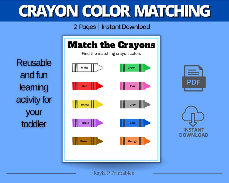 Color Matching Game, Crayon Colors, Busy Book Printable, Homeschool ...