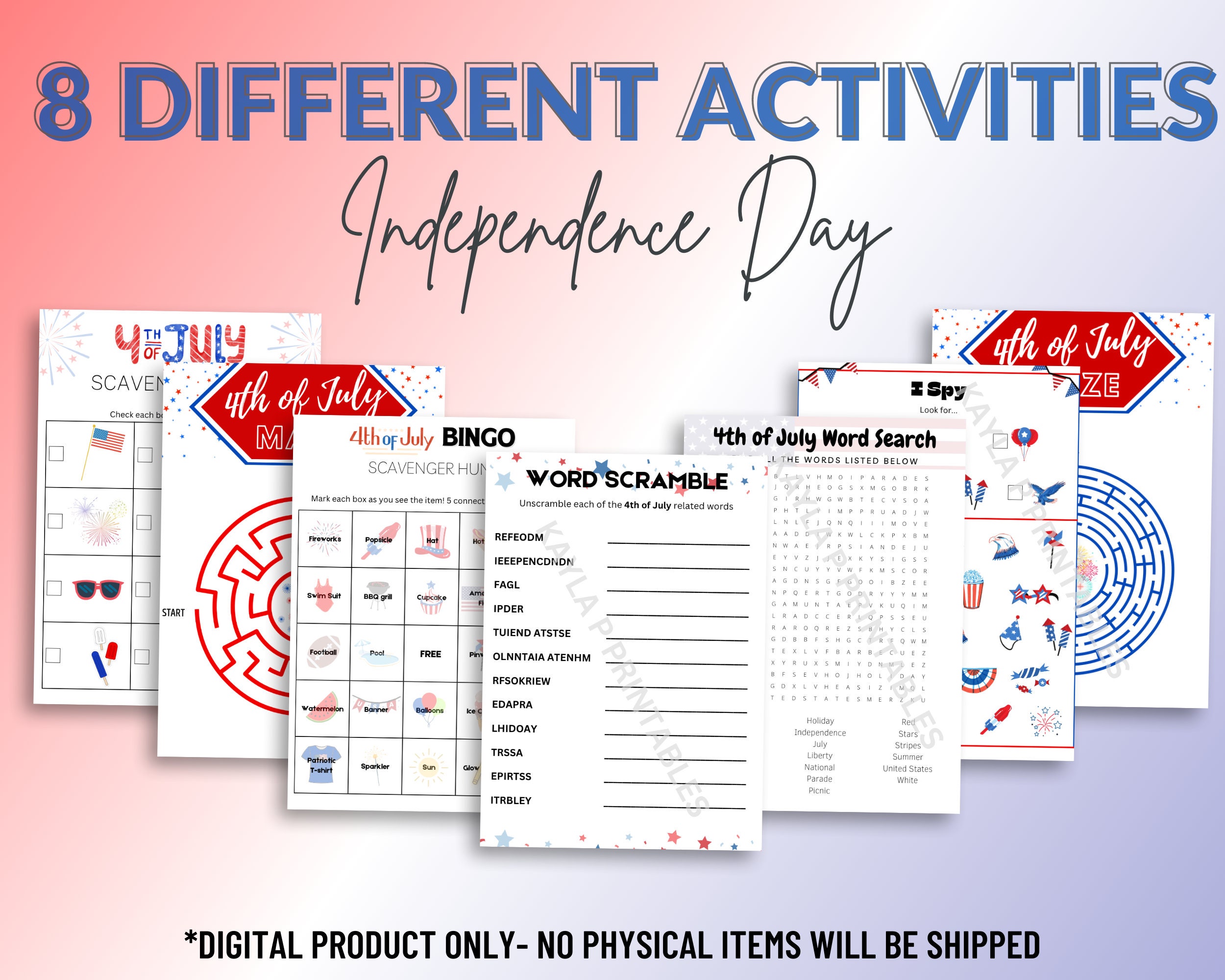 Printable 4th of July Activities, Independence Day Printables, 4th of ...