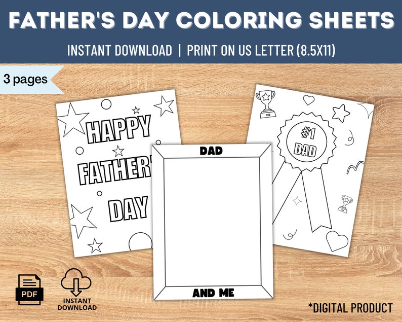 Father's Day Coloring Pages, Printable Coloring Sheets, Personalized ...