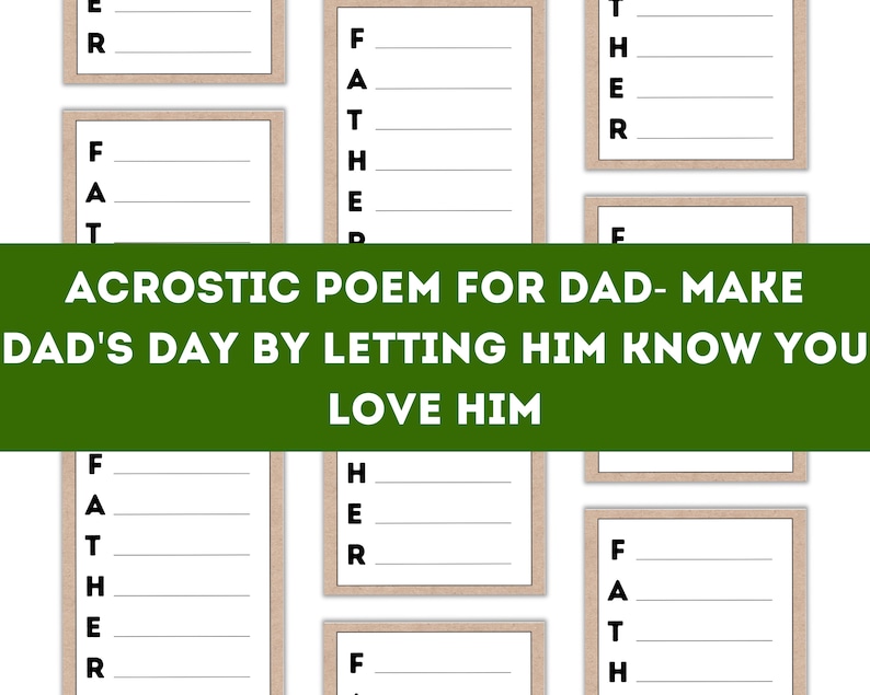 Acrostic Poem for Dad, Father's Day Poem, Personalized Gift Dad ...