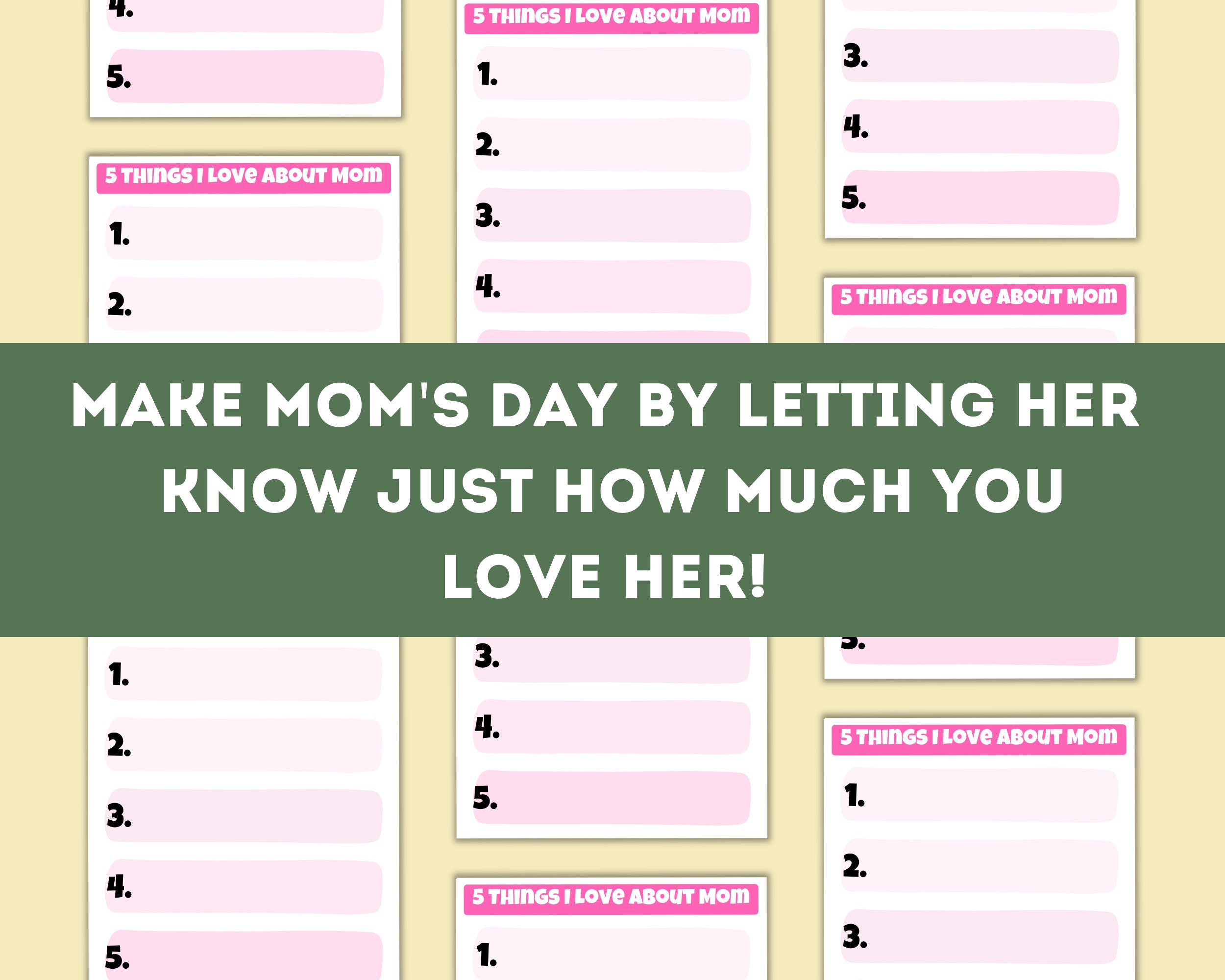 Mother's Day Printable, What I Love About Mom, Mom Printable Activity ...