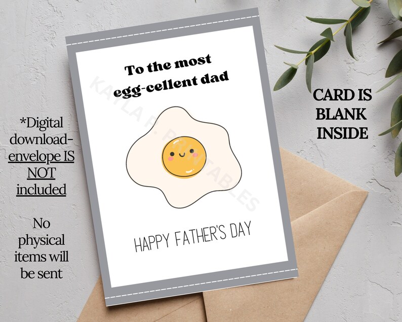 Printable Father's Day Card Funny, Punny Card for Dad, Egg-cellent Dad ...