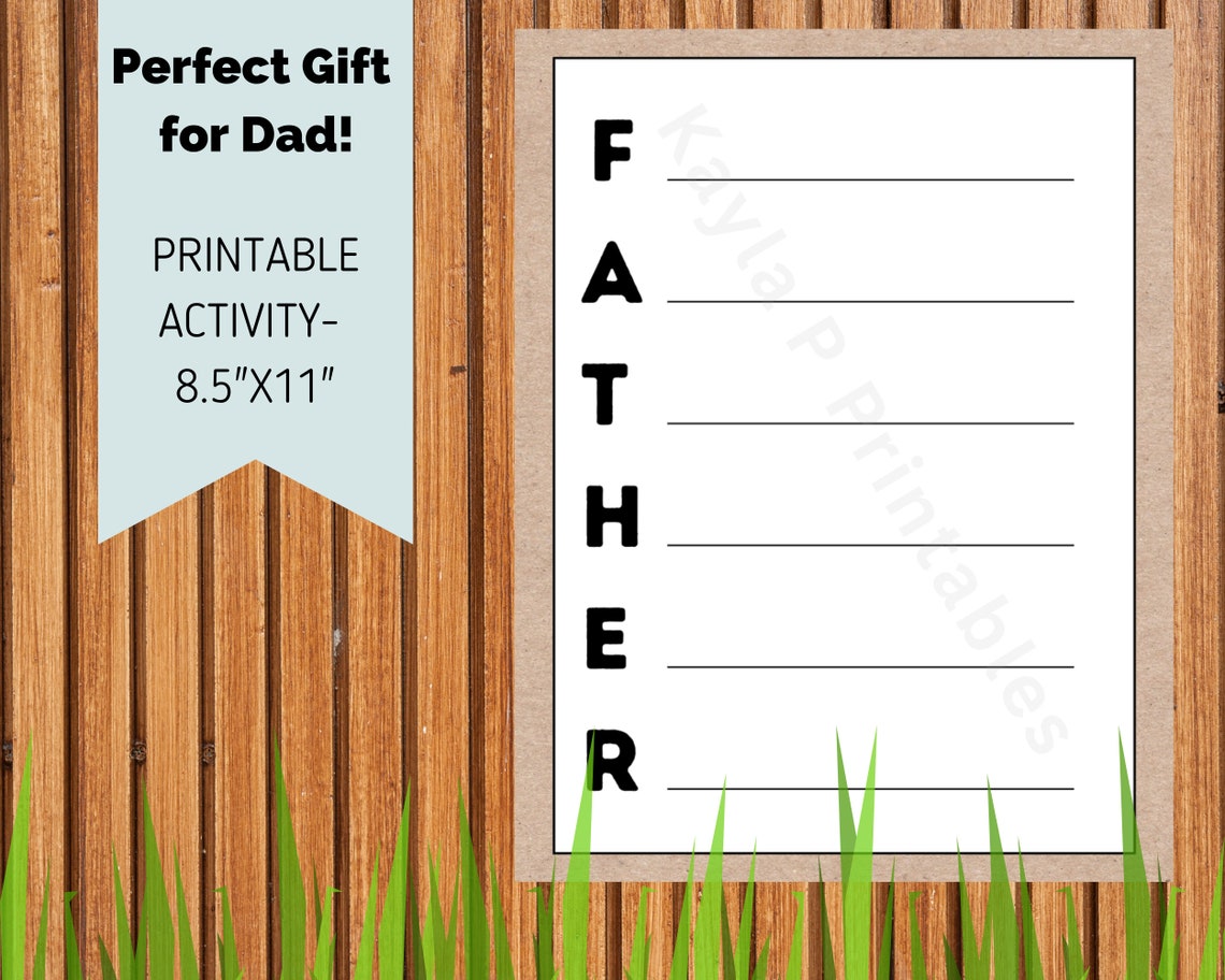 Acrostic Poem for Dad, Father's Day Poem, Personalized Gift Dad ...