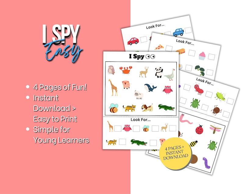 I Spy Simple, Busy Book Printable, Printable I Spy, Preschool Activity ...