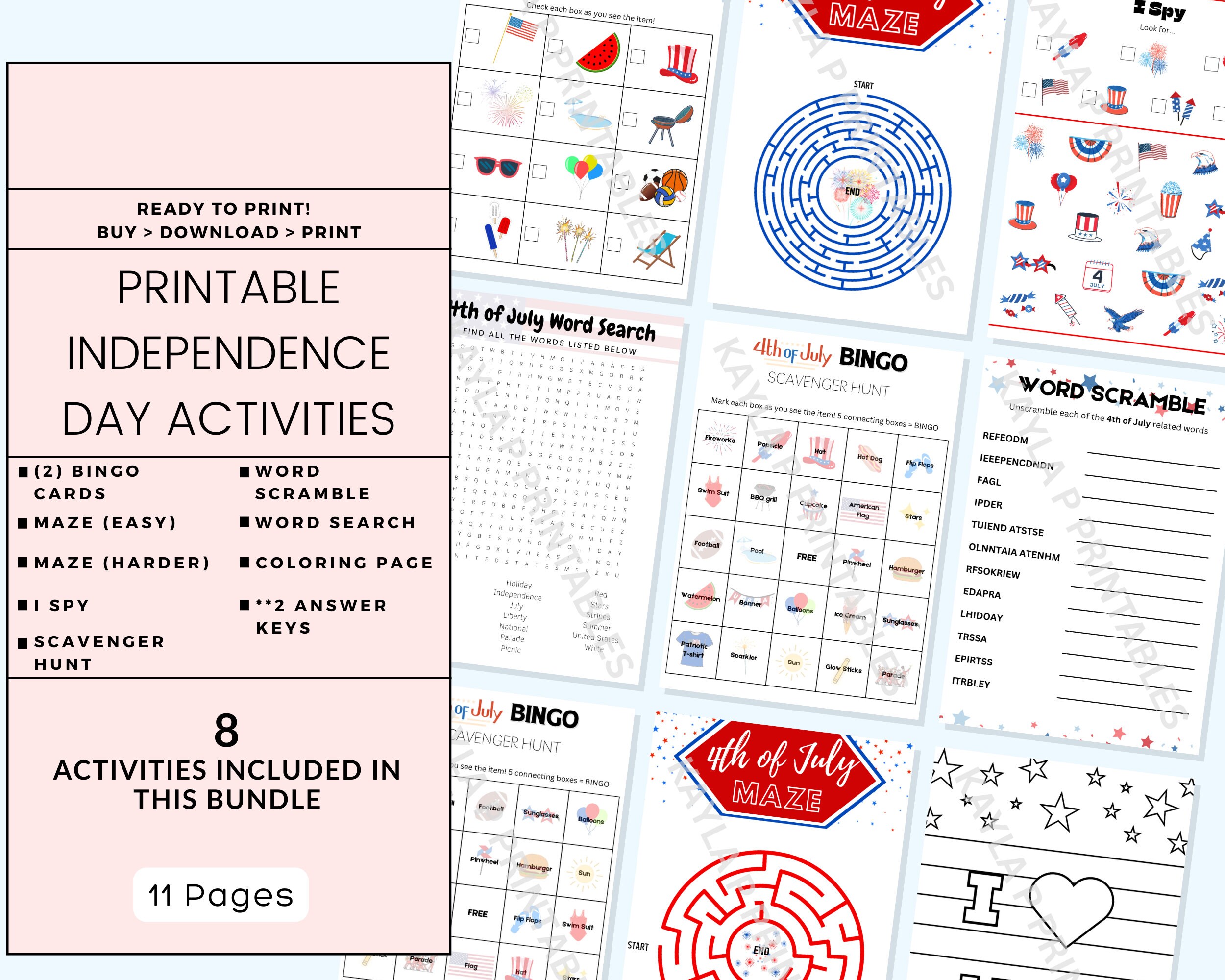 Printable 4th of July Activities, Independence Day Printables, 4th of ...