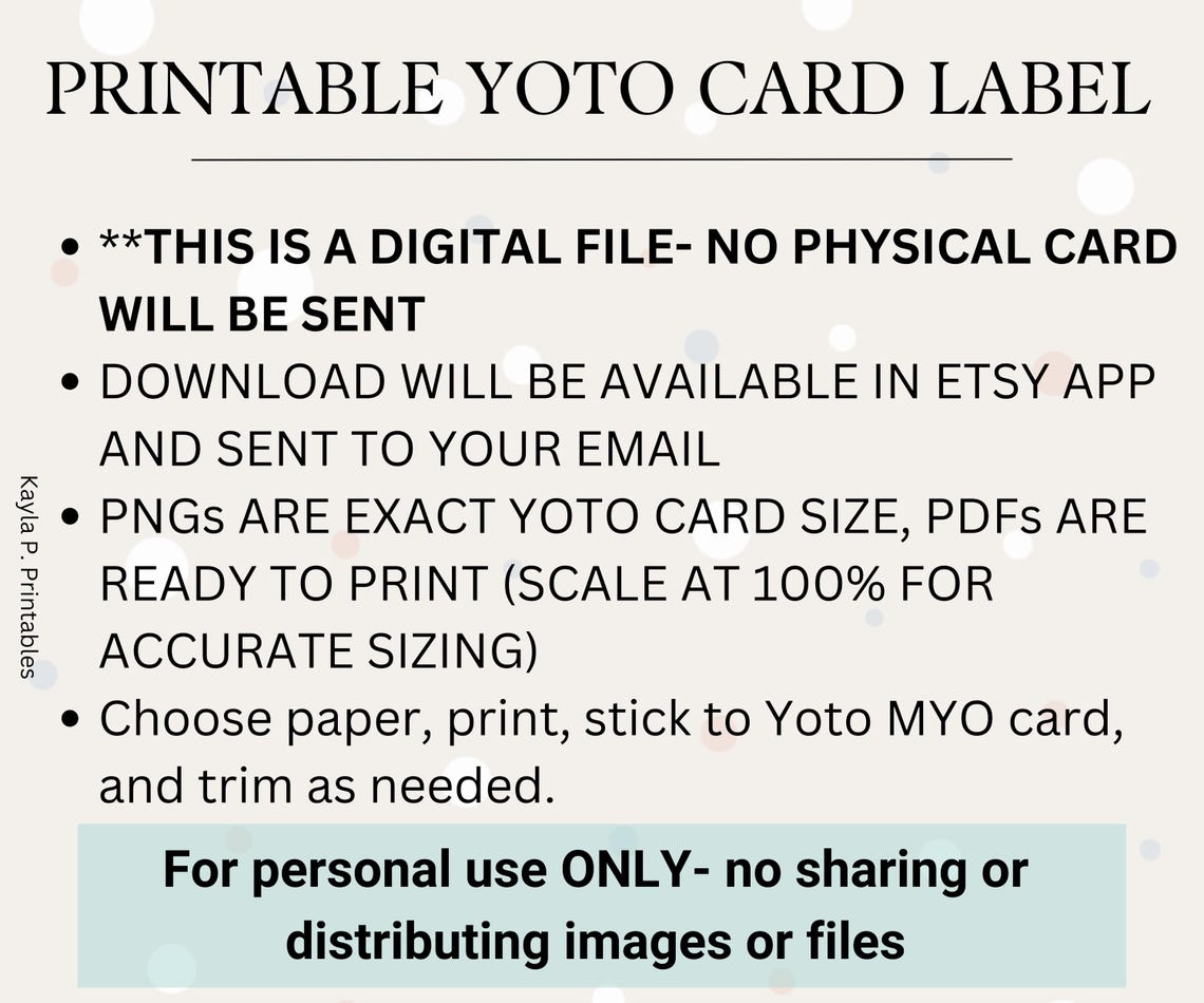Yoto MYO Card Label Printable, Make Your Own Card Yoto Labels, Ready to ...
