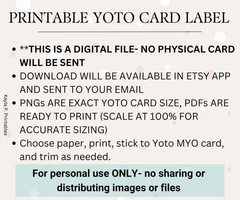 Yoto MYO Card Label Printable, Make Your Own Card Yoto Labels, Ready to ...
