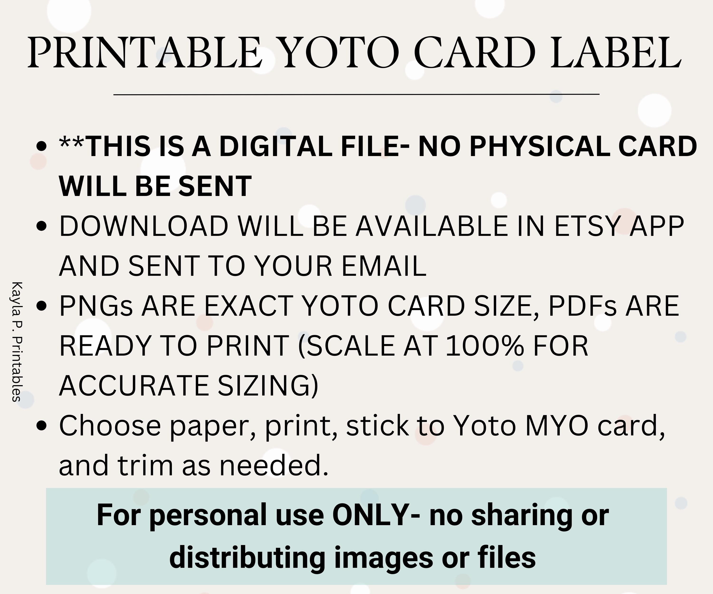 Yoto MYO Card Label Printable, Make Your Own Card Yoto Labels, Ready to ...