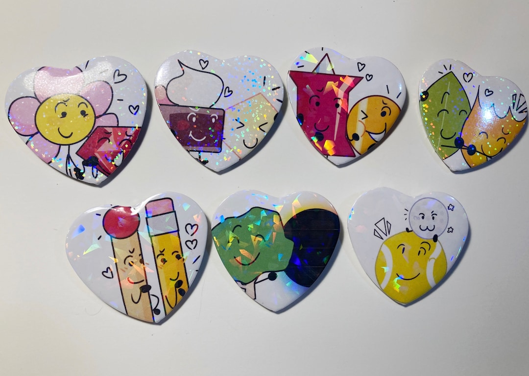 BFDI HEART PINS Holographic - Etsy
