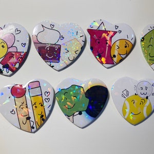 BFDI HEART PINS Holographic - Etsy