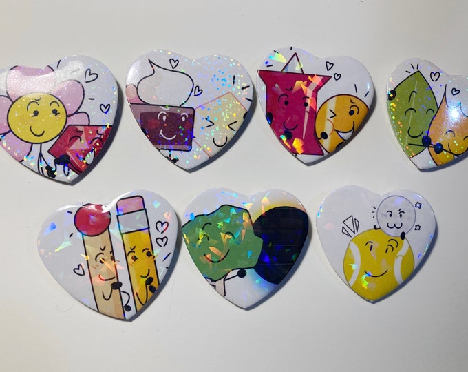 BFDI HEART PINS Holographic - Etsy